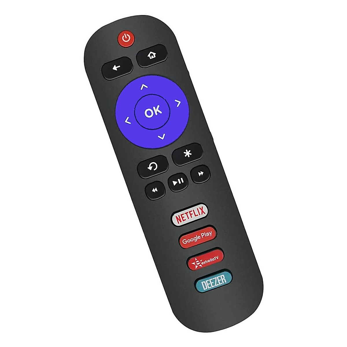 Universal Remote Control Compatible with TCL Roku TVs with Google Play EstrellaTV DEEZER Netflix Shortcut Key