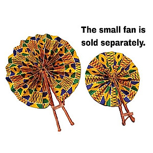 African Ankara Print Folding Fan - Large Handheld Fan for Church, Weddings, Decorative Wall, and More
