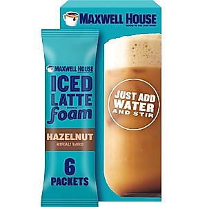 Maxwell House Iced Hazelnut Latte with Foam All in One Drink Mix, 5.82 oz, 6 Packets