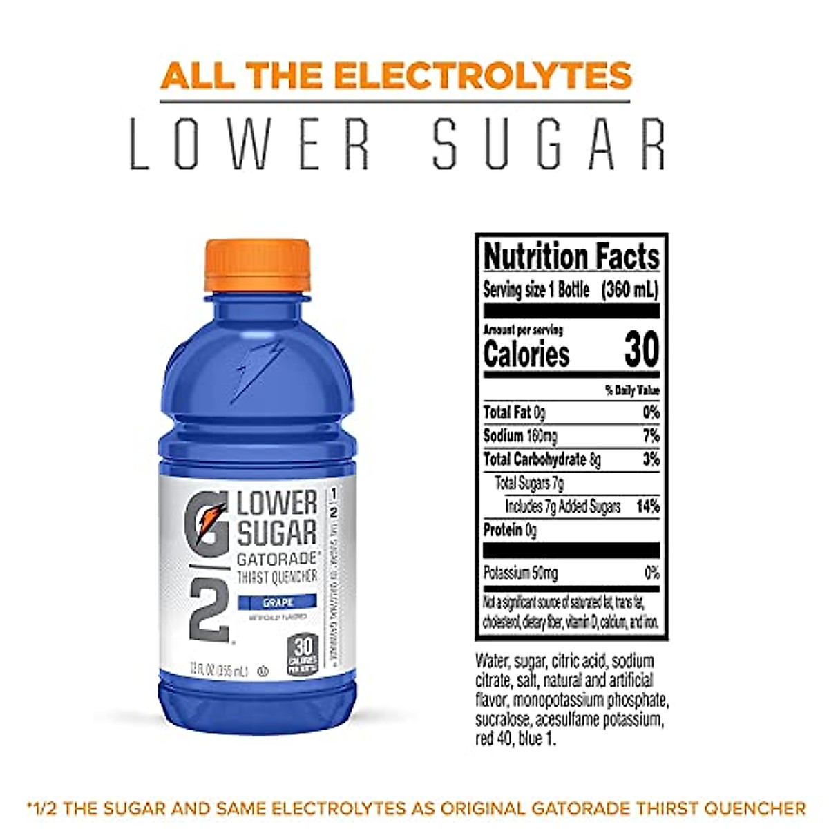Gatorade G2 Sports Drink Low Calorie, Grape, 24 Count