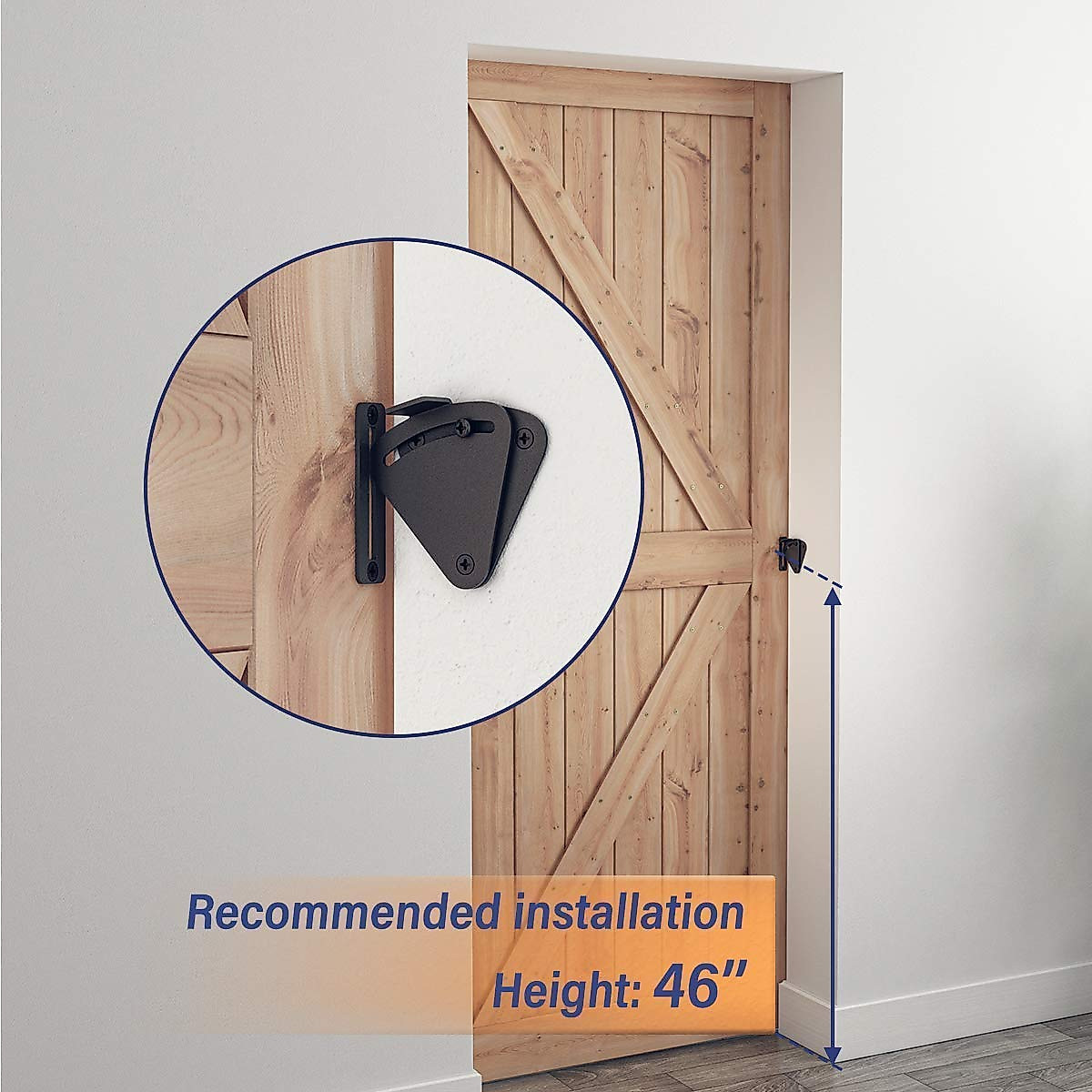 SMARTSTANDARD 12" Pull and Flush Barn Door Handle + Barn Door Bottom Adjustable Floor Guide Roller + Barn Door Large Size Latch Lock