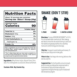 Isopure Protein Powder, Clear Whey Isolate Protein, Post Workout Recovery Drink Mix, Gluten Free with Zero Added Sugar, Infusions- Mixed Berry, 16 Servings