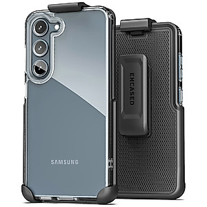 Encased Clear Case with Belt Clip Designed for Samsung Galaxy S23 - Protective Slim Cover with Phone Holster (Crystal Clear)
