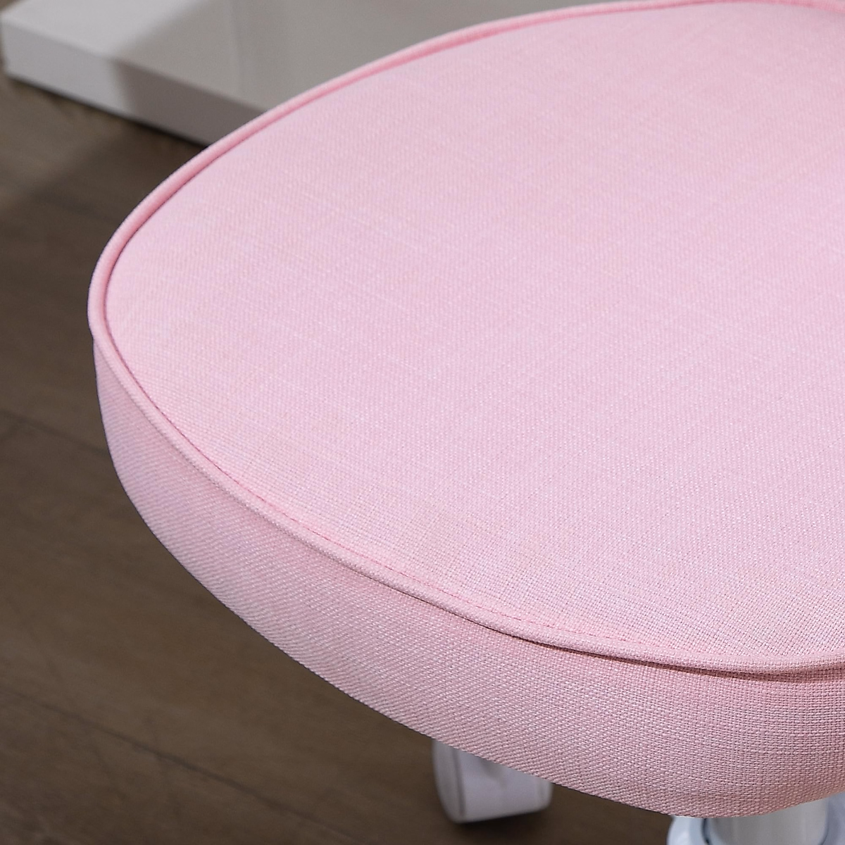 HOMCOM Heart Love Back Armless Office Chair, Comfortable Desk Chair with Adjustable Height, Cute Fabric Vanity Chair with 360 ° Swivel Wheels, Pink