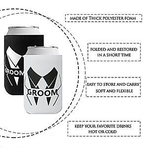 PartyGifts&Beyond 7Pack Groomsmen Can Cooler, Groom and Best Man Can Koozies for Bachelor Party or Wedding Gift Can Coozie(BOLD)