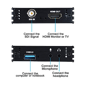 SDI Capture Card USB 3.0, SDI to USB 3.0 with HDMI Loopout, 1080P 60Fps SDI HDMI Video Audio Capture for Game Streaming Video Recording for Windows, Linux, OS