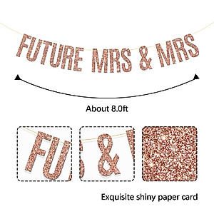MonMon & Craft Future Mrs & Mrs Banner - Lesbian Engagement - Girl's Wedding - Lesbian Bridal Shower - Bachelorette Party Decorations Supplies - Rold Gold Glitter