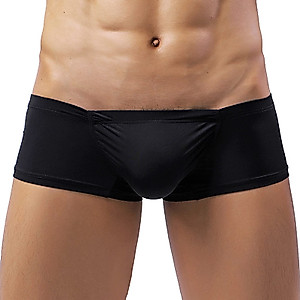 Faringoto Men's Shorts Men Gay Underwear Ice Silk Breathable Slip Boxershorts Black