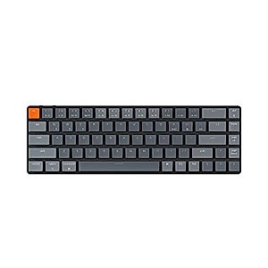 Keychron K7, 68 Keys Ultra-Slim Wireless Bluetooth/Wired Mechanical Keyboard with Low-Profile Gateron Mechanical Blue Switch, RGB LED Backlit Compatible with Mac Windows
