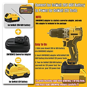 for DeWalt 20V Battery Adapter to 12V, Convert for DeWalt 20V 60V Battery to 12V Battery Replacement, Work for DeWalt 12V Cordless Tools Below 120W (Only DM18DW12 Adapter Included)