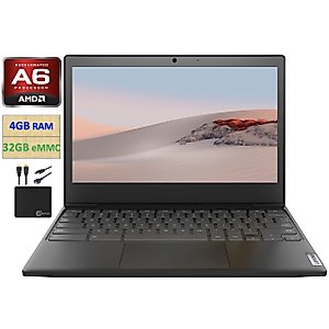 Lenovo 2022 Newest Lightweight Chromebook 3 11.6" HD Screen Laptop Business & Student, AMD Dual-Core A6-9220C, up to 2.7 GHZ, 4GB RAM, 32GB eMMC Storage, WiFi 5, Webcam, Chrome OS +MarxsolCables