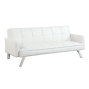 Carolina Classic Nario Convertible Leatherette Sleeper Sofa in White