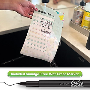 MC SQUARES Squares Reusable, Erasable Cleaning Organizer Bundle|30 Count with Checklist, Labels, Reminders and Smudge-Free Tackie Marker|Cling to Stainless Steel & Glass|USA Made