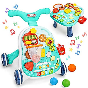 TOY Life Baby Push Walkers and Standing Activity Center, Sit to Stand Walker for Baby Boy Girl, 2 in 1 Push Toys for Babies Learning to Walk, Music Walking Toys for Babies Infants 6-12 Months(Green)
