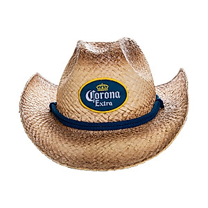 Men's Corona Extra Straw Beach Cowboy Hat with Curved Brim Tan