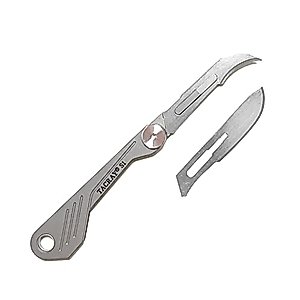 TACRAY Titanium Utility Mini Folding Knife With Replaceable Blades, Super Lightweight Pocket Knife For EDC, Comes With 2pc Extra Blades For Replacement