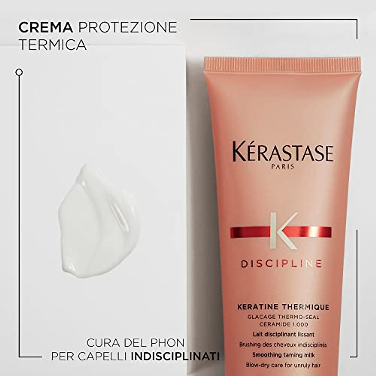 Kerastase Discipline Keratine Thermique Blow Dry Primer Serum | Pre-Styling Cream & Heat Protectant | Smooths & Strengthens Hair Fiber | With Morpho-Keratine & Ceramides | For All Hair Types | 5.1 Fl Oz
