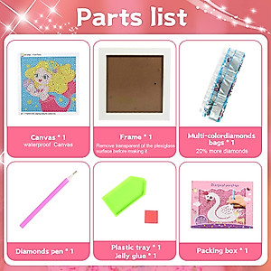 PanLynner Diamond Painting Kits for Kids with Wooden Frame, Gem Arts and Crafts for Kids Paint by Numbers as Toys, Home Wall Decoration, Gifts for Girls Boys Ages 6-8-10-12-14 (Blue Mermaid)