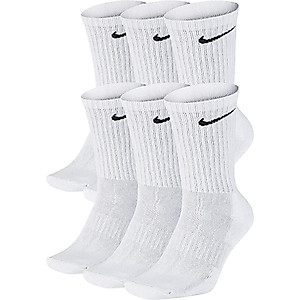 Nike Men's Dri-Fit Everyday Cushioned Crew Socks | Cotton (Everyday, White, Large, 6 Pairs)
