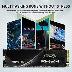 Fikwot FN501 Pro 2TB NVMe SSD - M.2 2280 PCIe Gen3 x4 Internal Solid State Drive with Graphene Cooling Sticker, Up to 3,500MB/s, SLC Cache 3D NAND TLC, Compatible with Laptop & PC Desktop