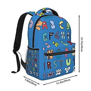 ILVTYAN Alphabet Lore Backpack, Casual Backpacks Cartoon Backpack Large Capacity Travel Backpack Boys Girls
