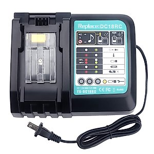 Elefly DC18RC Compatible with Makita 18V Battery Charger DC18RA DC18RD, Compatible with Makita 14.4V-18V LXT Lithium Battery BL1860 BL1850 BL1840 BL1830 BL1815 BL1430 BL1450