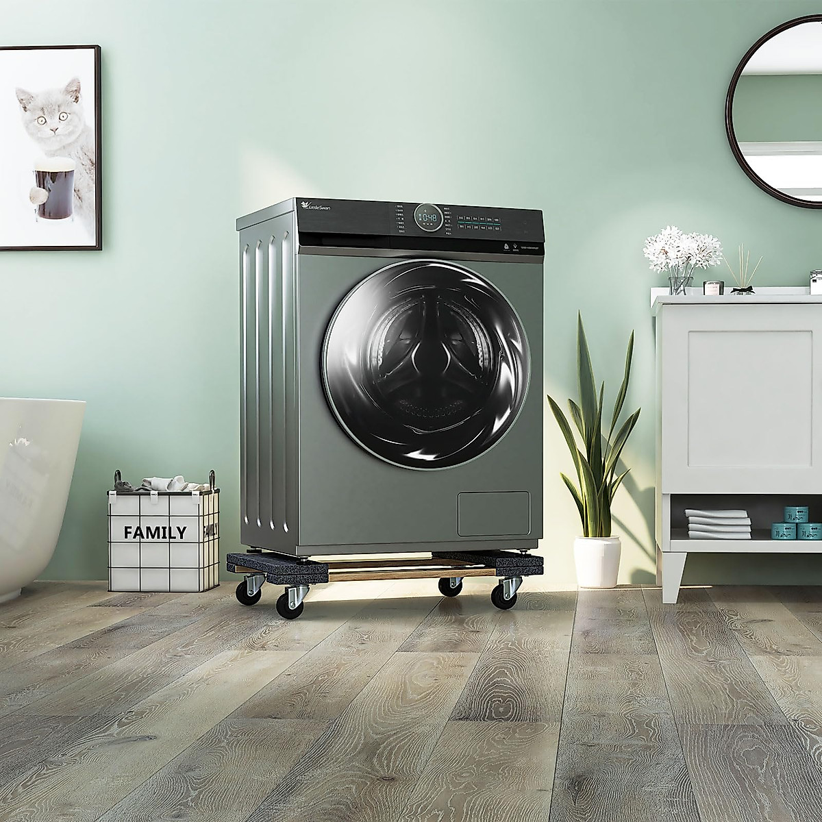 S AFSTAR 4 Wheel Dolly Cart, 1000 LBS Moving Cart, 30.5" x 18.5" Furniture Dolly with 4 Universal Wheels & Cut-out Handle, Non-Slip Heavy-Duty Mover Dolly for Washing Machine House Moving (1-Pack)