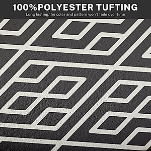 Tayney Black Geometric Kitchen Rugs and Mats Non Skid Washable Set of 2, Grid Diamond Kitchen Runner Rug, Modern Abstract Under Sink Mats for Kitchen Floor Decor