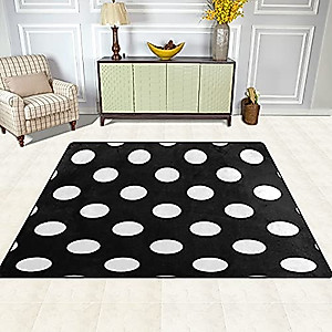 ALAZA Lovely Polka Dot Black Non Slip Area Rug 5' x 7' for Living Dinning Room Bedroom Kitchen Hallway Office Modern Home Decorative