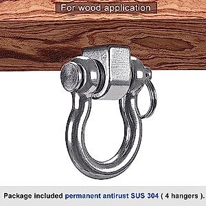 SELEWARE Heavy Duty 180° Swing Hangers, Stainless Steel Eye Screw Bracket, 1800 LB Capacity Playground Yoga Hammock Rope Tire Web Chair Sandbag Punching Bag Porch Swing Sets (4 Pack)