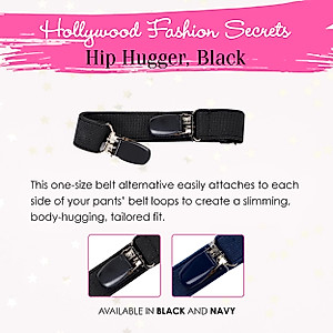 Hollywood Fashion Secrets Hip Hugger, Black, Elastic Belt Alternative, One Size