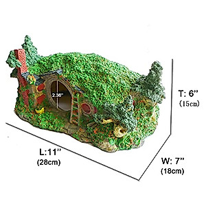 DUGUWEI Aquarium Decoration Small Animal Hideout House Fish Tank Ornament Reptile & Insect Shelter Cage Size Large (11''x7''x6'')