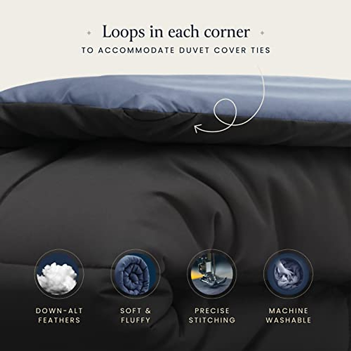 BELADOR Queen Comforter All-Season Duvet Insert Queen Size Bed Comforter - Down Alternative Comforters, Mid-Plush Lightweight Comforter, Box Quilted Siliconized Fiberfill Oeko-Tex Hotel Comforter