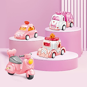 seveclotree 9 in 1 Carrier Truck Cars Toys for Girls Toddlers,Pink Princess Girl Car with Light and Sound,Toddler Girl Toys Age 1-2 2-4,Toys for 1 2 3 Year Old Girls Birthday for Baby Girl…