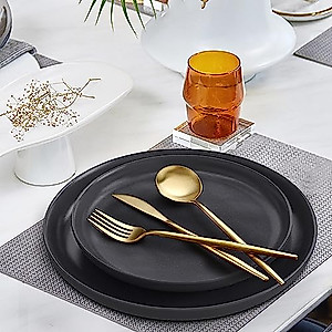 Vidalenta Porcelain Dinner Plates Set of 4, 10 Inch Salad Plate Set, Ceramic Pasta Plate Set Serving Dishes Small Plates Modern Dinnerware Set, Microwave Oven and Dishwasher Safe, Matte Black