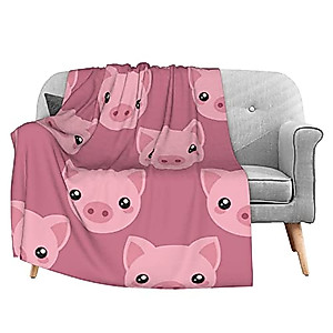 Delerain Cute Cartoon Pig Soft Throw Blanket 40"x50" Lightweight Flannel Fleece Blanket for Couch Bed Sofa Travelling Camping for Kids Adults