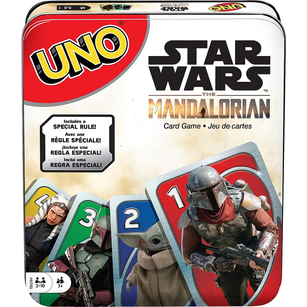 Mattel Games UNO Star Wars The Mandalorian Card Game, Travel Game in Collectible Storage Tin & Special Rule, 2-10 Players