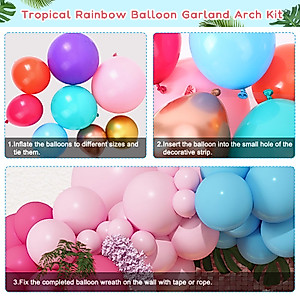 RUBFAC 174pcs Tropical Balloon Arch Kit, Rainbow Balloon Garland for Hawaiian Luau Summer Theme Party Decoration Birthday Baby Shower Bridal Wedding