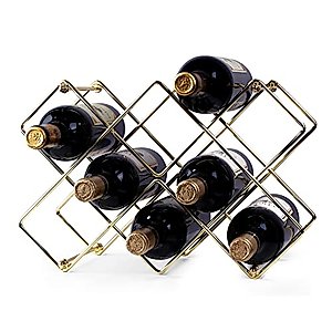 Drincarier 10 Bottle Wine Rack Freestanding Wine Rack,Wine Holder for Red White Wine Storage-Countertop Wine Rack-Metal Tabletop Wine Rack, Gold