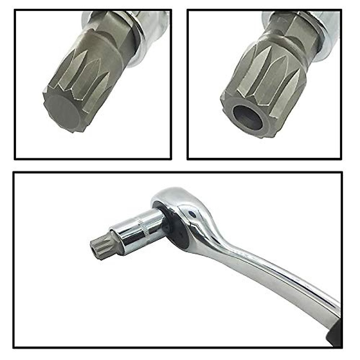 XZN Triple Square Spline Bit Socket Set 12 Point Tamper Proof 1/2 1/4 and 3/8 Inch Drive,4mm-18mm,S2 Steel,10 Pieces