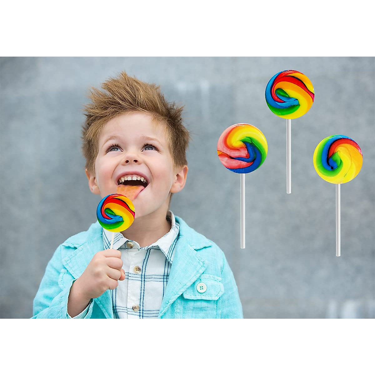 The Dreidel Company Rainbow Swirl Lollipop, Mixed Fruit Flavor, Individually Wrapped, 1.5" Inch Swirl Pop (24-Pack)
