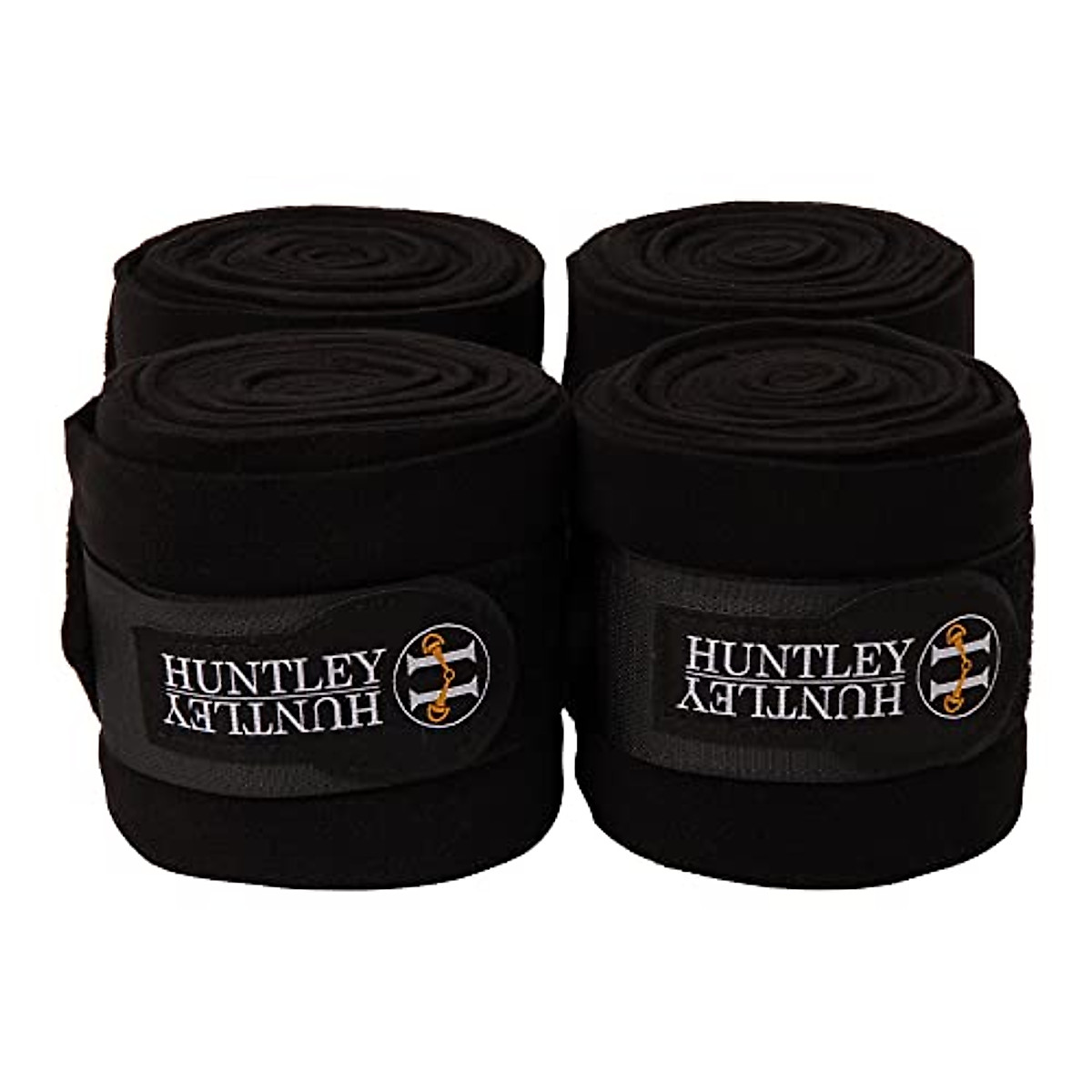Huntley Equestrian Polo Wraps for Horses: Protective Leg Support Bandage for Training, Exercising, Turnout- 4 Wraps (Black)
