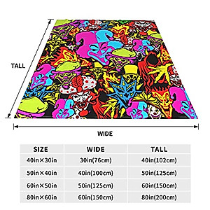 Insane Hip Clown Hop Posse Throw Blankets Flannel Blanket Lightweight Throw Blanket for Couch Bed Soft Warm Cozy 50"x40"