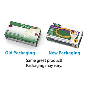 CURAD Comfort Disposable Medical Latex Gloves, Powder-Free, Textured, Small Size - Premium Quality for Healthcare Professionals, 100 Count