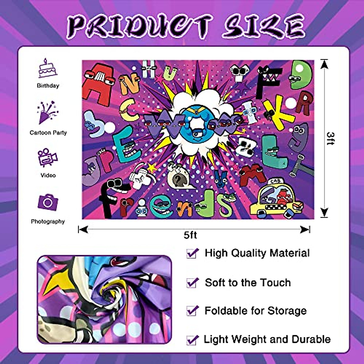 Alphabet Party Backdrop, Alphabet Birthday Party Decorations, Alphabet Birthday Banner, Alphabet Birthday Party Supplies, Alphabet Photo Backdrop, Alphabet Birthday Favors, Alphabet Decoration for Kid