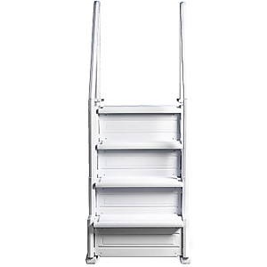 Aqua Select Everest in Pool Steps | White | for Above Ground Swimming Pools | Mount to Decks 48 to 54 Inches | Safety Stairs Capacity Up to 350 Pounds