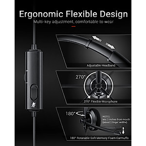 awatrue Wired Headset with Microphone for PC Laptop - 3.5mm Jack On Ear Headphones with Noise Cancelling Microphone for Boom Skype Webinars, in-line Control,Comfortable