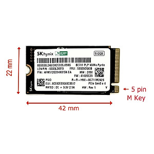 Oemgenuine OEM SKHynixx 512GB M.2 PCI-e NVME Internal Solid State Drive 42mm 2242 Form Factor M Key