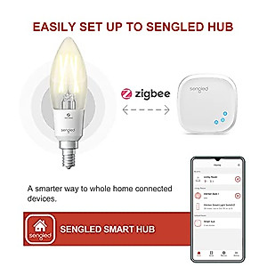 Sengled Zigbee Smart Light Bulbs, Smart Hub Required, Work with SmartThings and Echo with Built-in Hub, Voice Control with Alexa and Google Home, Soft White B11 Candelabra Light Bulbs 40W Eqv. 2 Pack