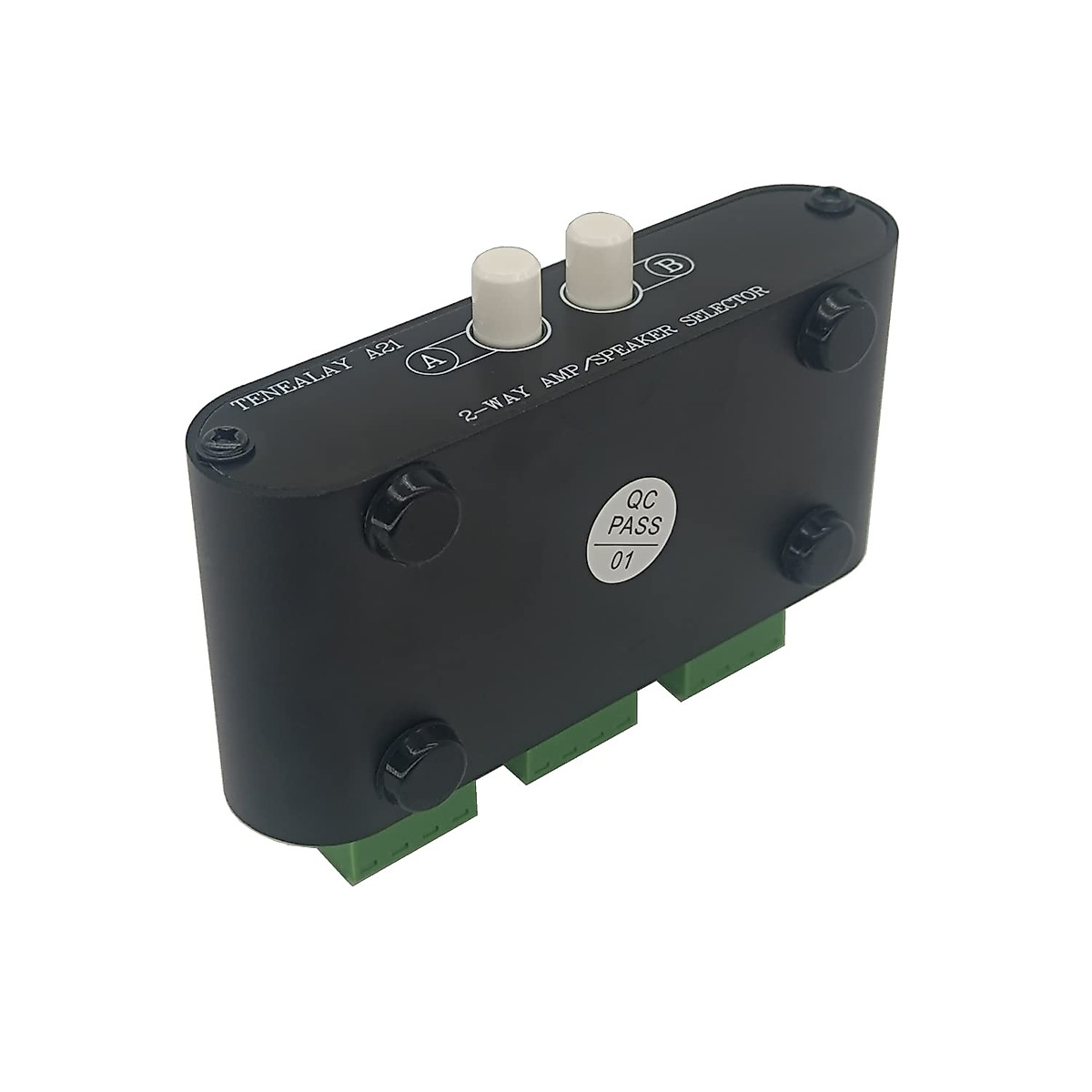 TENEALAY 2-Way Stereo Amplifier Speaker Selector, AB Speaker Switch 2 Zone Distribution, Amp Switcher Box, SPK Controller A21